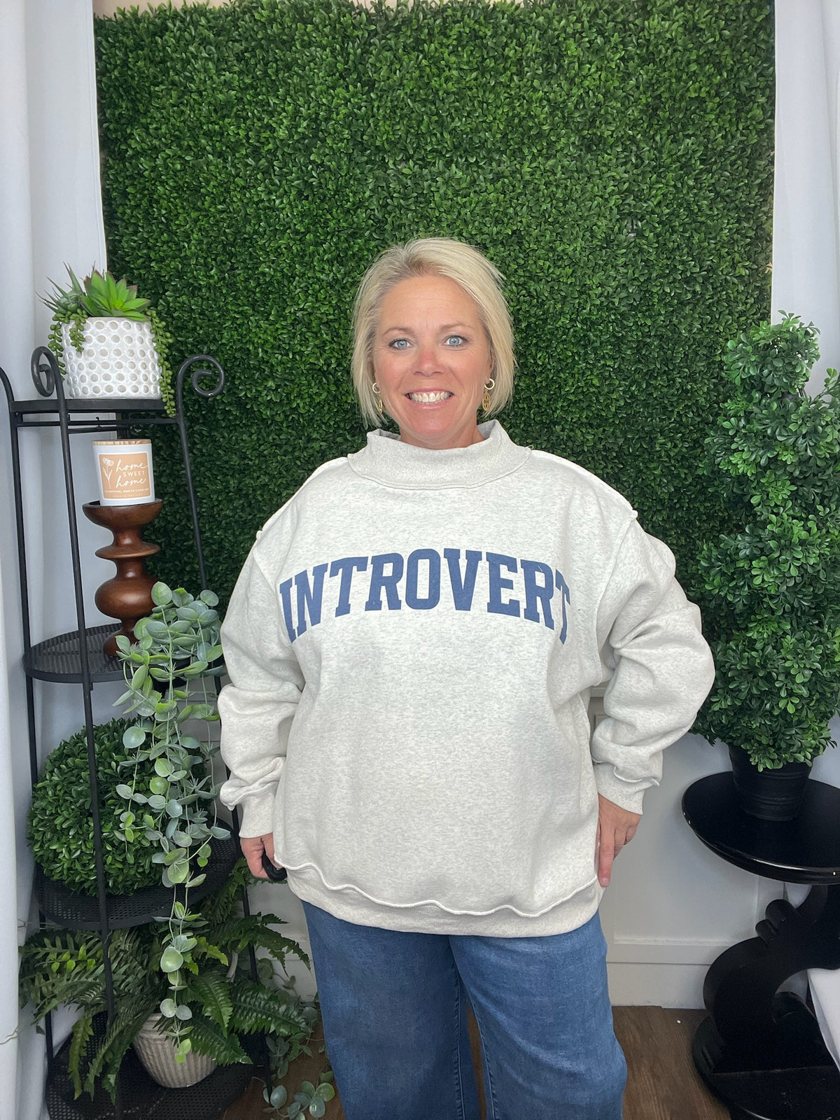 REVERSIBLE MOCK NECK SWEATSHIRT - INTROVERT/EXTROVERT - ASH GREY ...