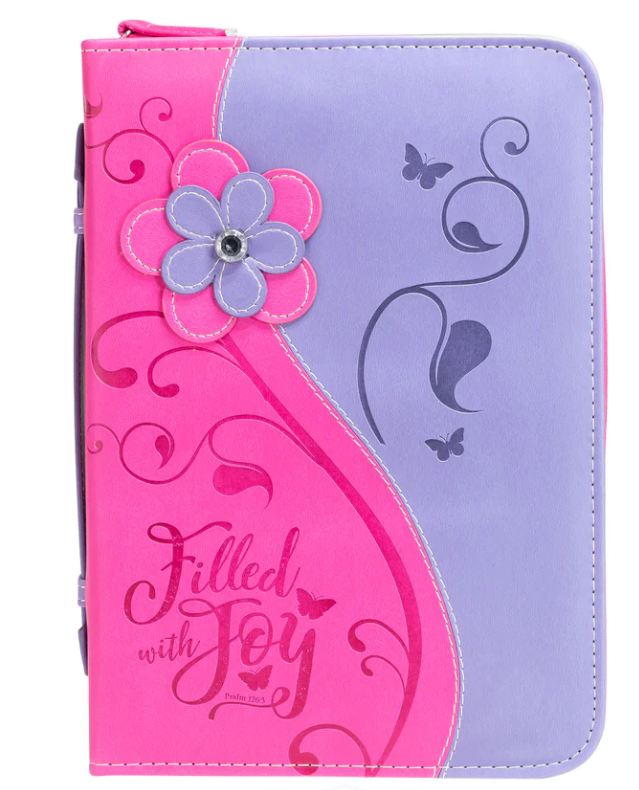 LARGE BIBLE COVER - PINK DAISY FILLED WITH JOY — Jernigan's